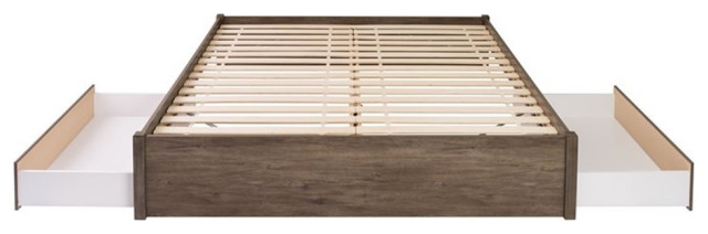 Prepac Select King 4-Post Platform Bed with 2 Drawers in Black ...