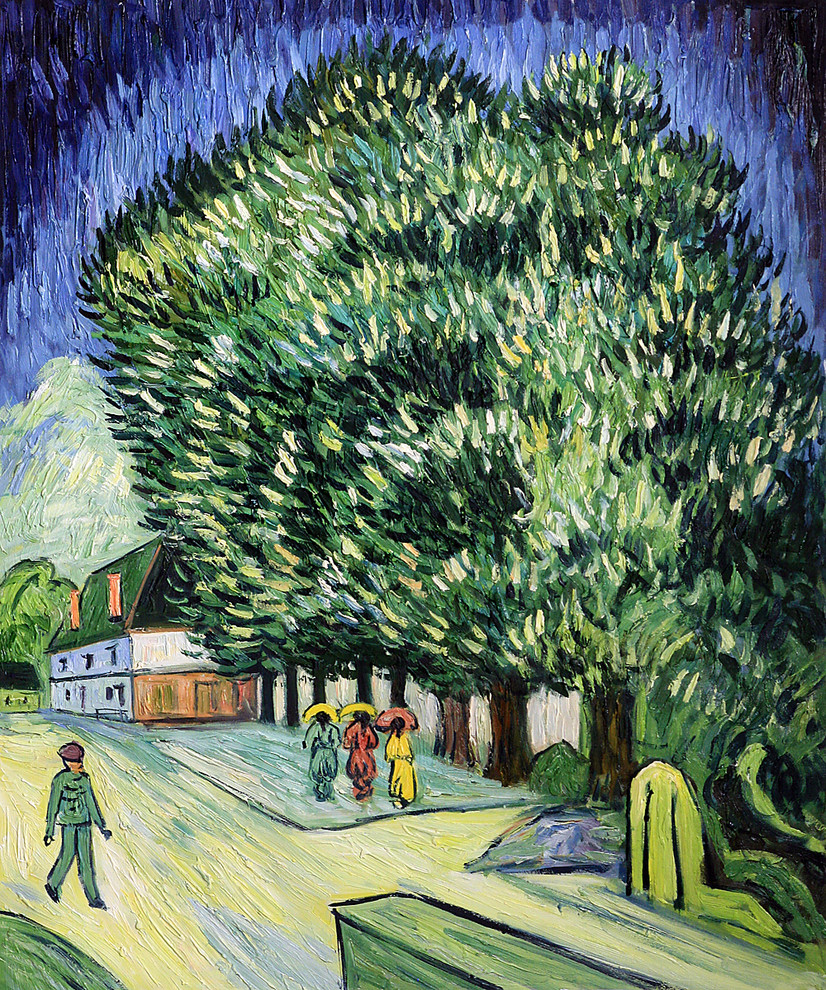 Chestnut Trees in Blossom - Traditional - Paintings - by overstockArt ...