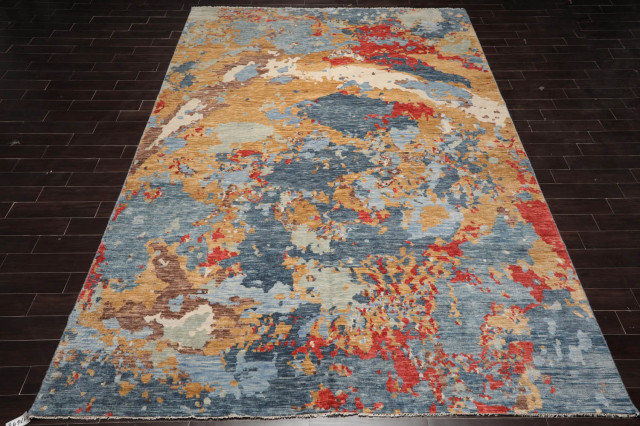 10'1''x14'2'' Hand Knotted Wool Tibetan Oriental Area Rug, Blue Color ...