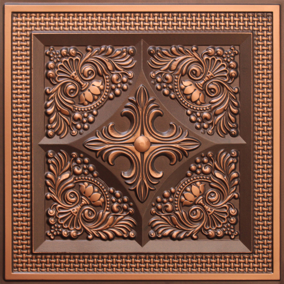 Antique Copper 3D Ceiling Panels, 2'x2' - Rustic - Ceiling Tile - by ...