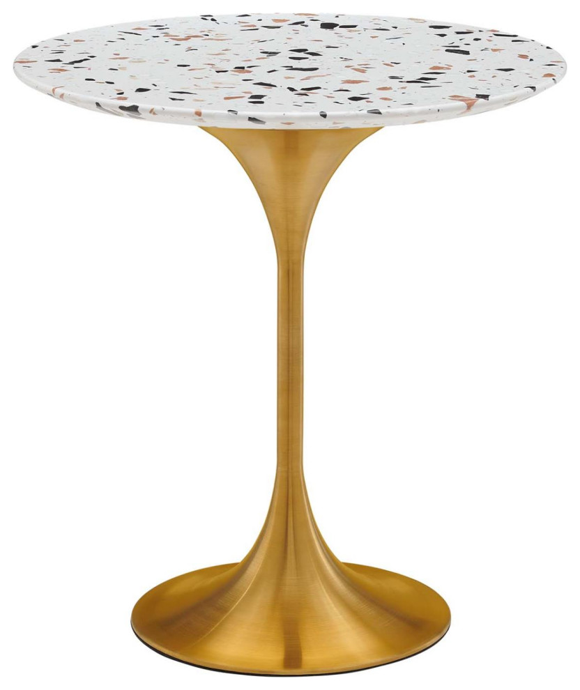 Lippa 20" Round Terrazzo Side Table in Gold Terrazzo - Midcentury ...