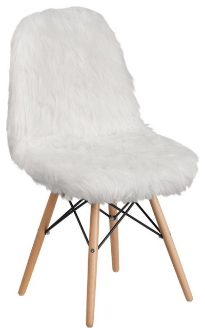 Shaggy Dog White Accent Chair - Midcentury - Dining Chairs - by Bison ...
