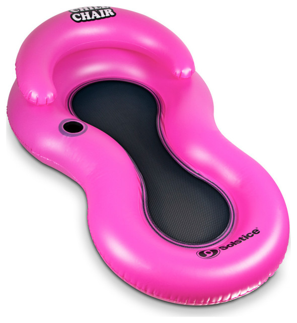 61-Inch Inflatable Hot Pink Chill Swimming Pool Floating Lounge Chair ...
