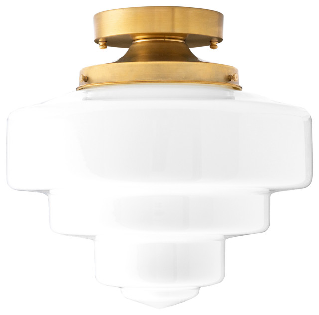 Art Deco Wedding Cake Ceiling Light, 12 Inch Globe - Transitional ...