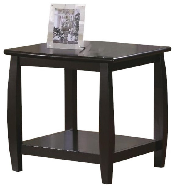 Pemberly Row Square Transitional Wood End Table with Bottom Shelf in ...