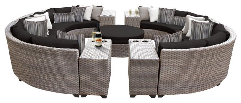 Florence 11 Piece Outdoor Wicker Patio Furniture Set 11b in Black ...