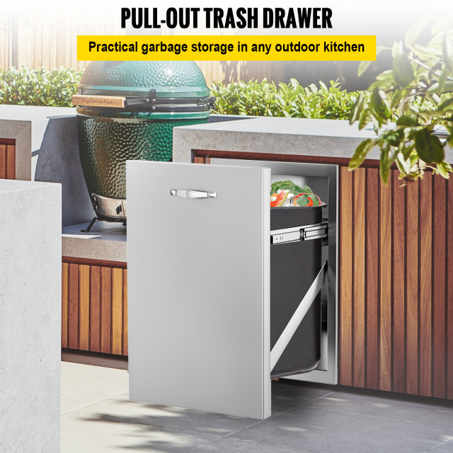 Pull Out Trash Drawer Raised Style Trash Bin Stainless Steel ...
