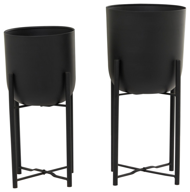 White Metal Modern Planter, Set of 2 47", 40"H 22609 - Industrial ...