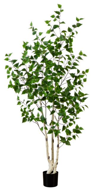 Artificial Birch Tree With Real Touch Leaves, 6ft - Modern - Artificial ...
