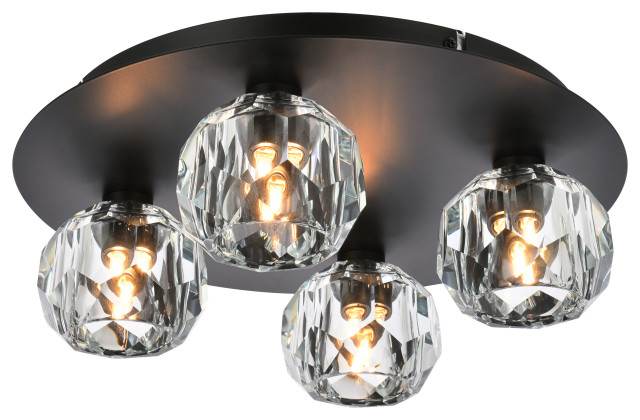 4 Light Ceiling Lamp, Gold, 14"Lx14"Wx4"H - Contemporary - Flush-mount ...