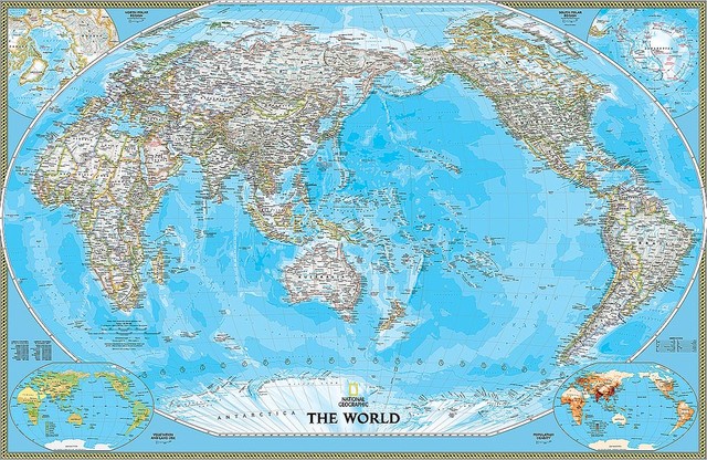 Pacific-Centered Political World Map Wall Mural, Self-Adhesive ...