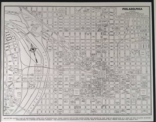 Vintage Philadelphia, PA Map, Framed Original Philadelphia Map ...