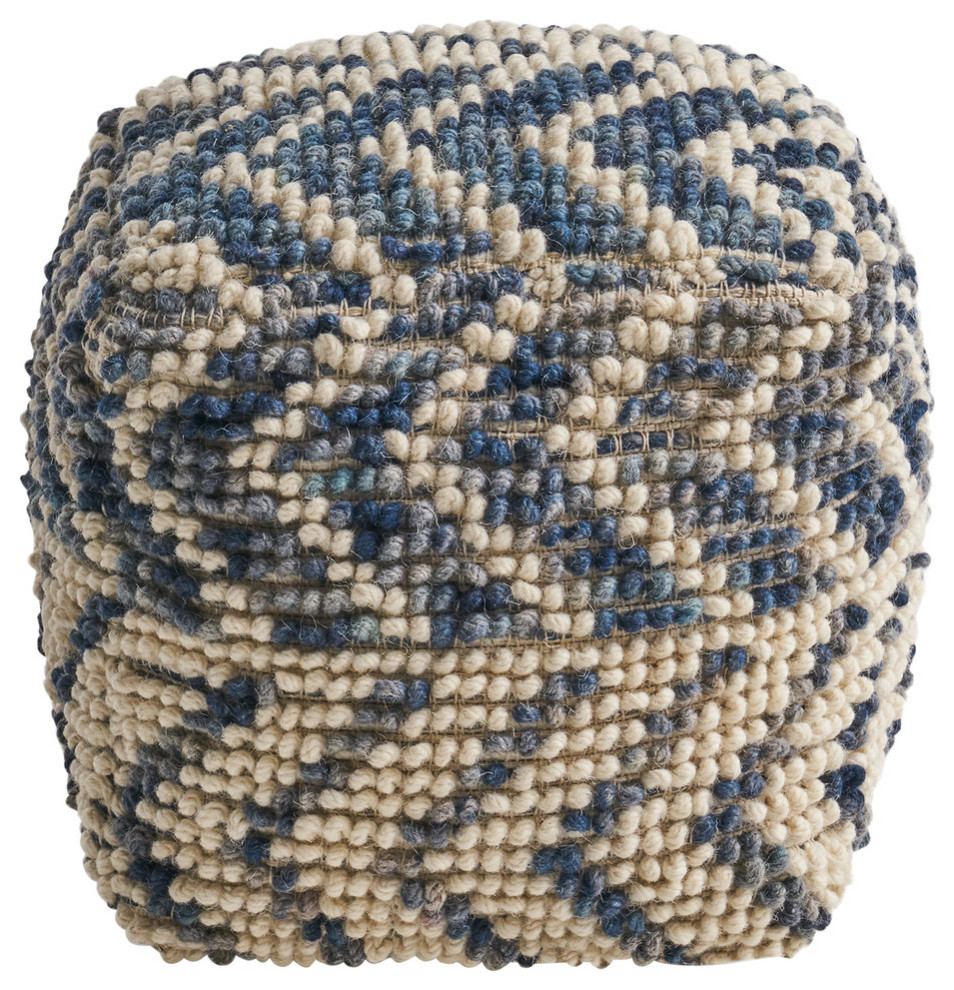 Bonnie Boho Wool and Cotton Large Ottoman Pouf - Scandinavian - Floor ...