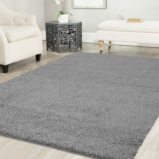 Platinum Shag Collection Solid Gray Area Rug - Contemporary - Area Rugs ...