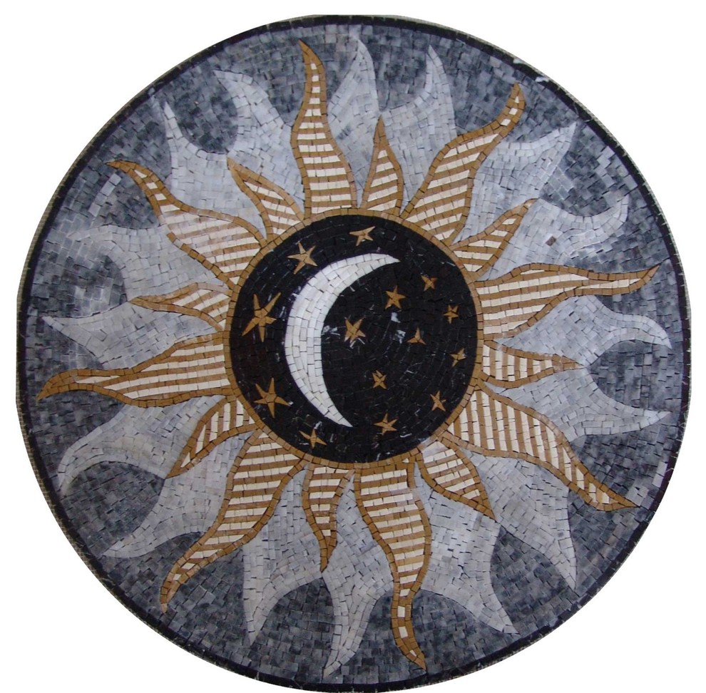 Sun Moon Stars Medallion - Najm II, 24" x24" - Contemporary - Tile ...