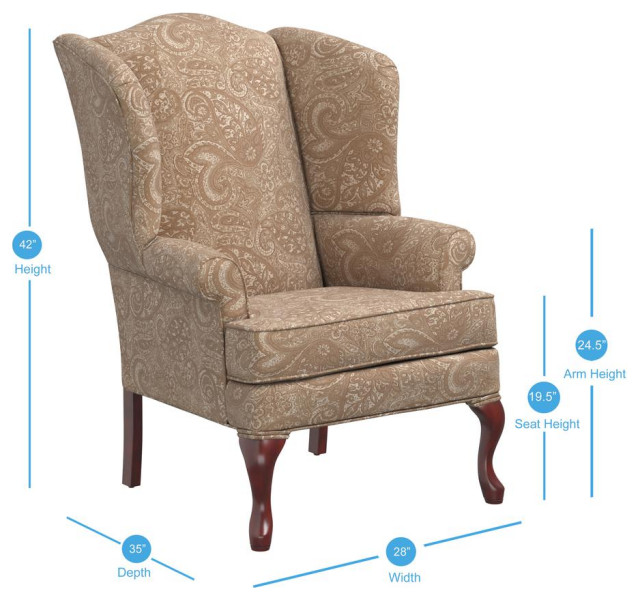 Paisley Cream Wingback Chair - Contemporary - Armchairs And Accent ...