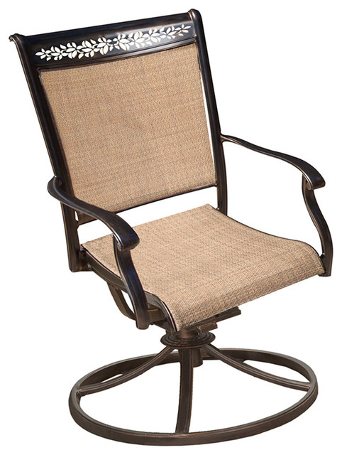 Fontana 7-Piece Dining Set with 6 Swivel Rockers, Large Tile-Top Dining ...