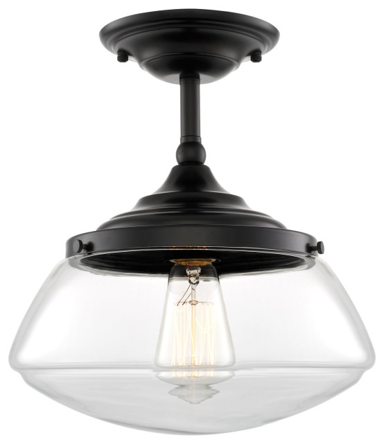 Kira Home Summit 12" Farmhouse Ceiling Light, Schoolhouse Glass Shade ...
