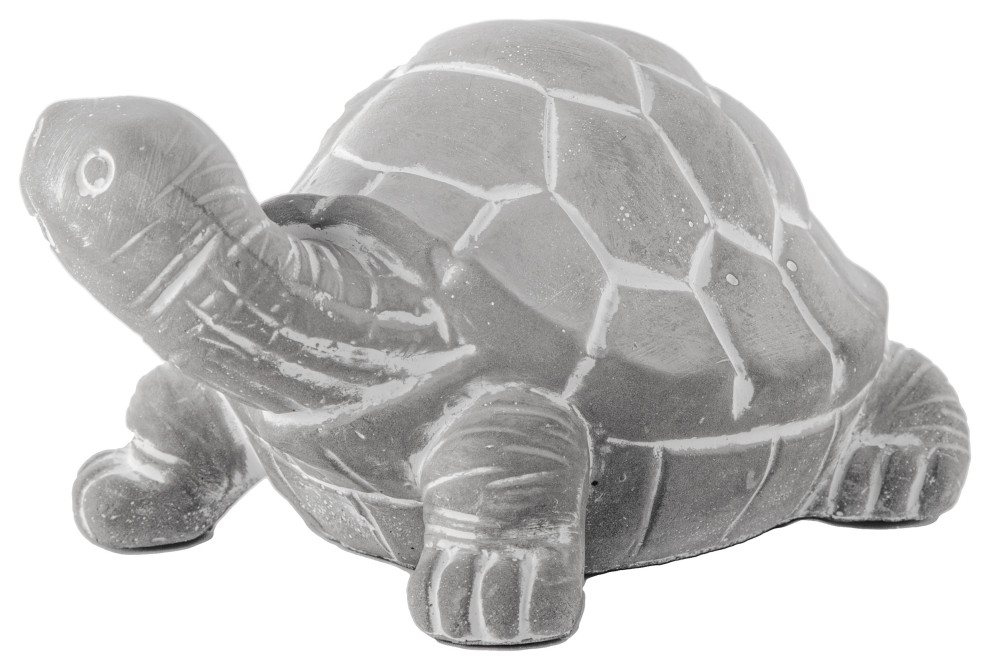 Cement Standing Turtle Facing Right Figurine Washed Concrete Gray ...