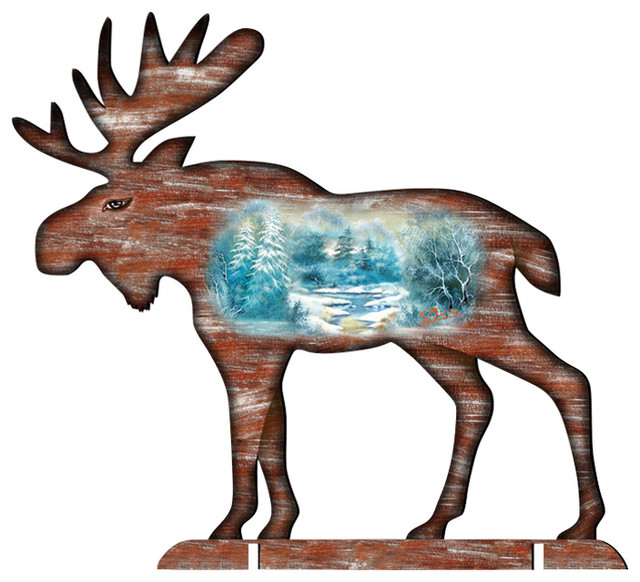 Woodsy Moose Scenic 32 Free-Standing Garden Decor - Rustic - Outdoor ...