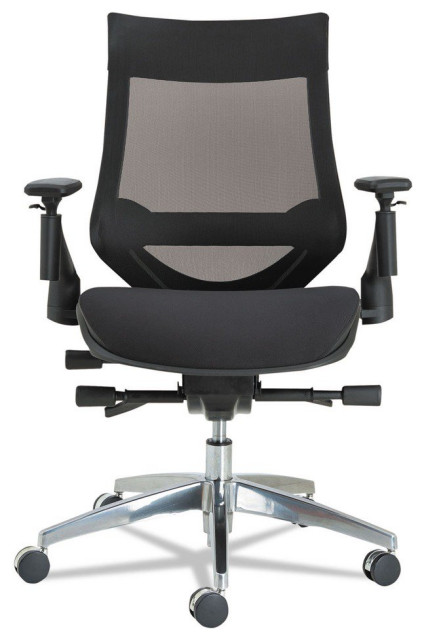 Modern Office Chair, Padded Seat With Micro Mesh Back & Pivoting Arms ...