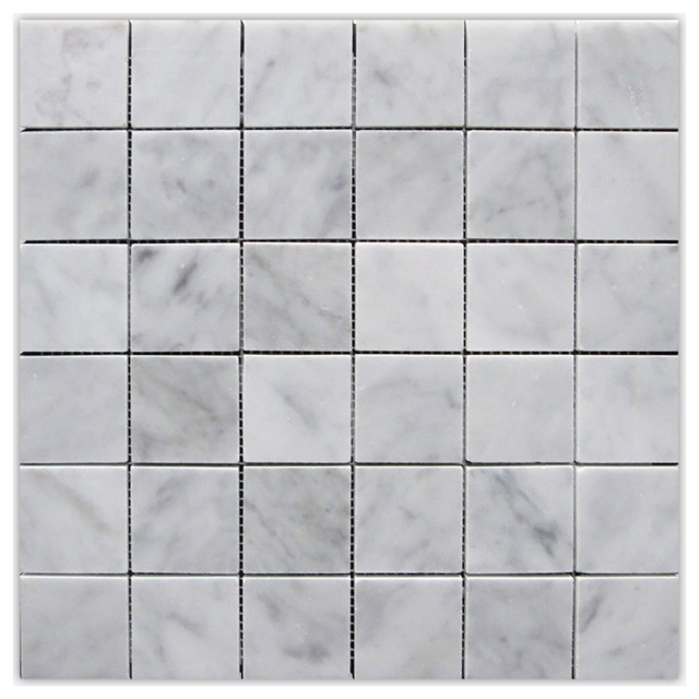 White Carrara Polished 2x2 Marble Mosaic, 12x12 - Traditional - Mosaic ...