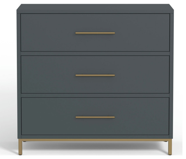 Alpine Furniture Madelyn Three Drawer Small Chest, Slate Gray ...