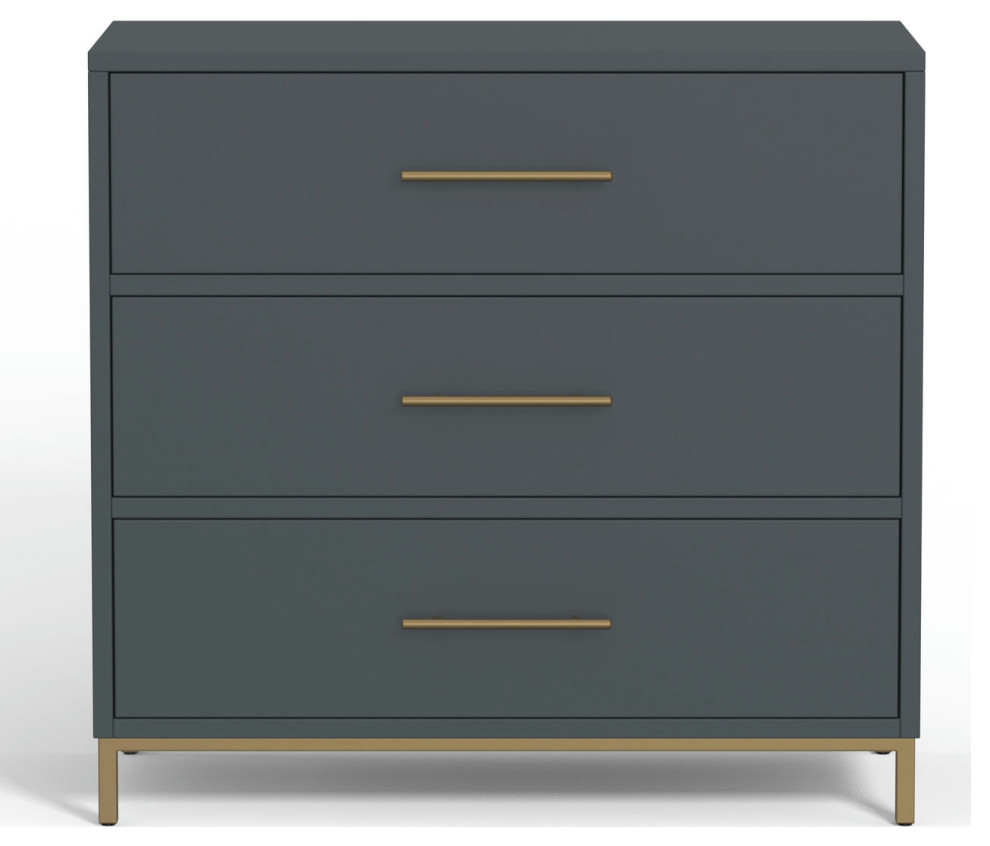 Alpine Furniture Madelyn Three Drawer Small Chest, Slate Gray ...