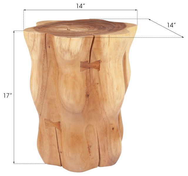 Chamcha Wood Flower Stool - Rustic - Accent And Garden Stools - by ...