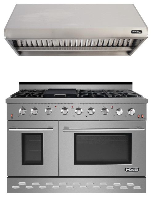 NXR 48" Pro Style Gas Range with Under Cabinet Range Hood Bundle ...