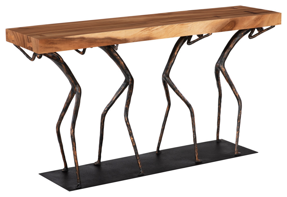 Atlas Console Table, Chamcha Wood, Metal - Industrial - Console Tables ...