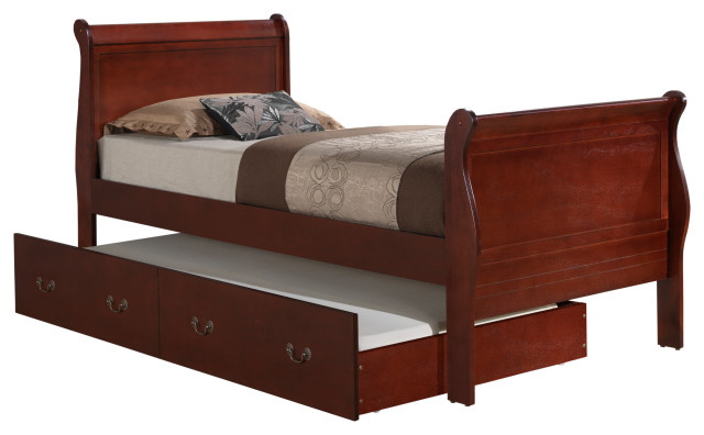 Twin Trundle Bed, Cherry - Transitional - Sleigh Beds - by Homesquare ...