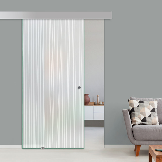 Sliding Glass Door With Frosted Designs ALU100, 38"x81 Inches ...