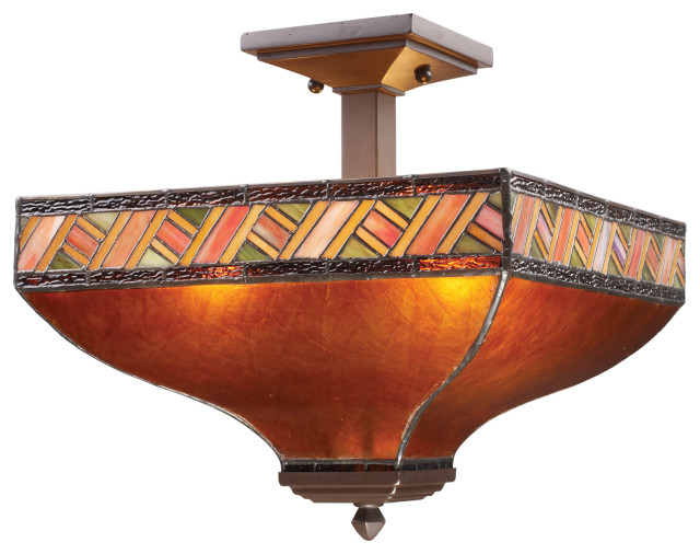 ELK LIGHTING 08037-Mb-A Santa Fe 3-Light Semi-Flush In Mission Bronze ...