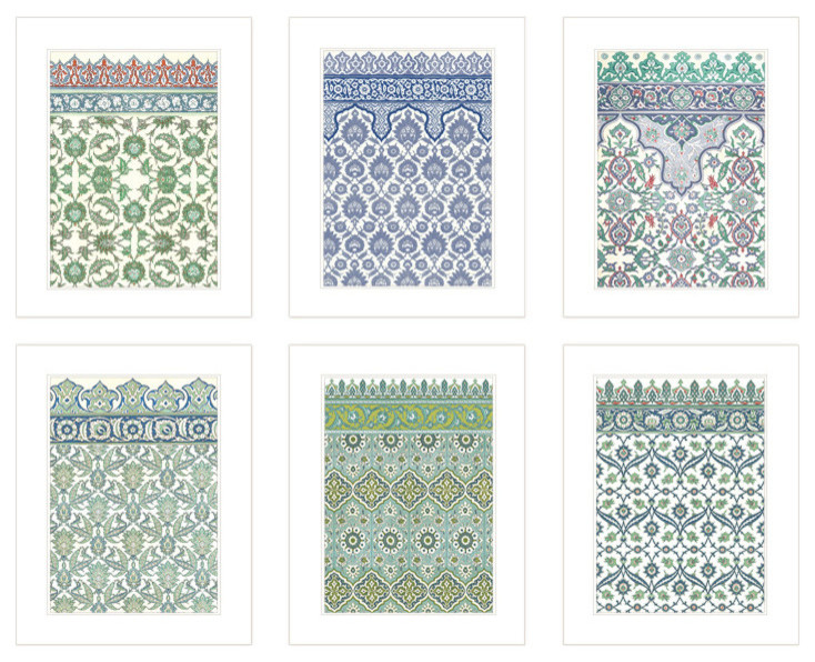 Set of 6, Antique Moroccan Tile 8"x10" Prints on Watercolor Pap ...