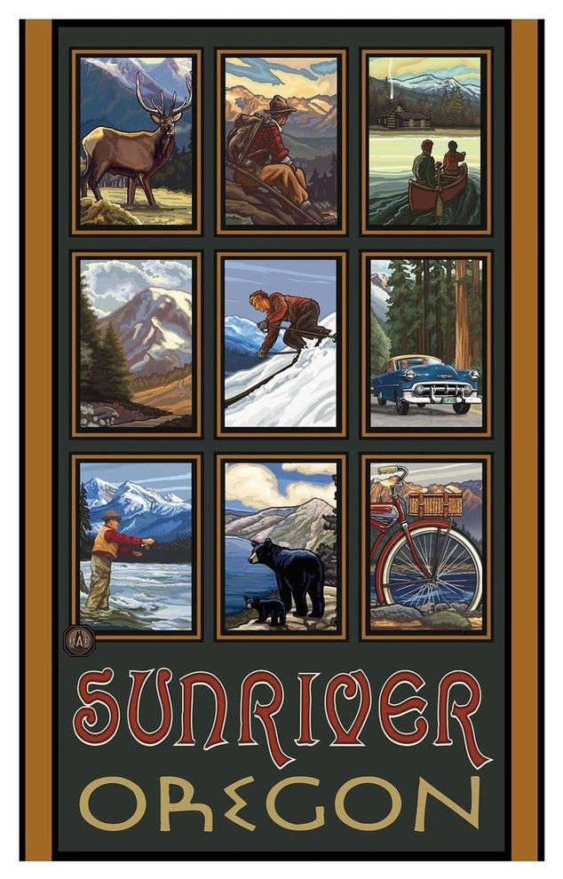 by Artist Paul A. Lanquist Sunriver Oregon Collage Art Print, 30"x45 ...