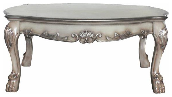 Vintage Bone White Round Coffee Table with Claw Legs and Scalloped Top ...