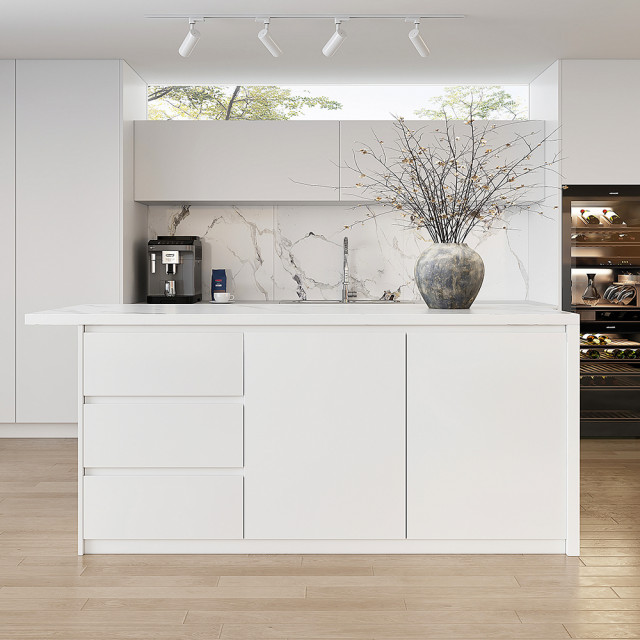 72" Large White Kitchen Island With Storage Kitchen Cabinet Marble ...