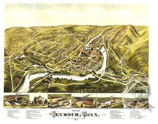 Old Map of Seymour Connecticut 1879, Vintage Map Art Print, 24"x36 ...