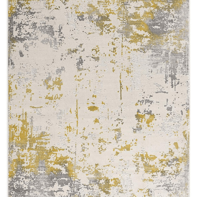 5' X 7' Gold Abstract Dhurrie Area Rug - Contemporary - Area Rugs - by ...