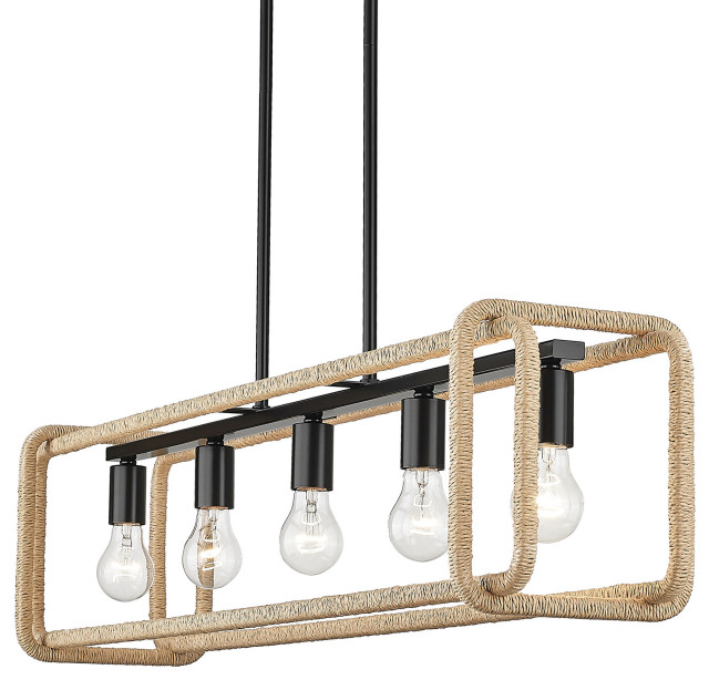 Golden Lighting 6085-LP NR Camden 5 Light 41"W Linear Chandelier ...