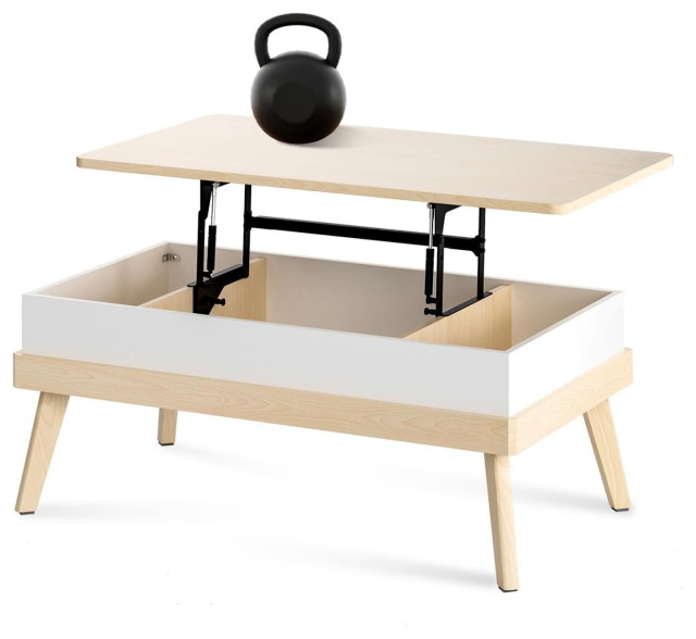 Modern Coffee Table, Angled Legs & Lift Up Top With Plenty Space ...
