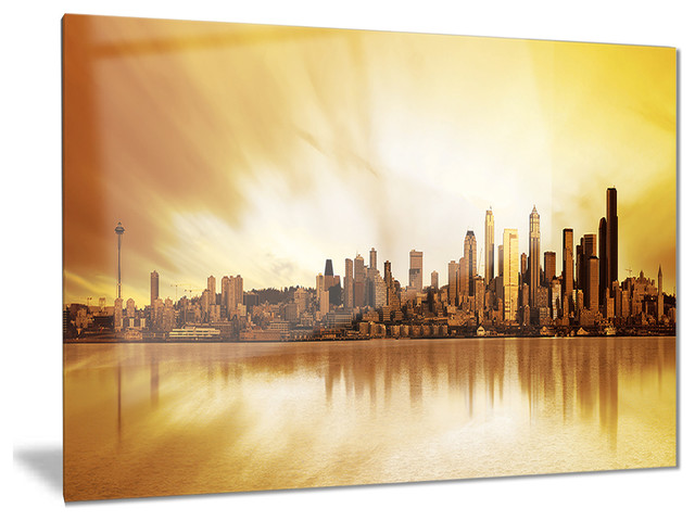 "Seattle Panorama" Landscape Photography Metal Wall Art, 28"x12 ...