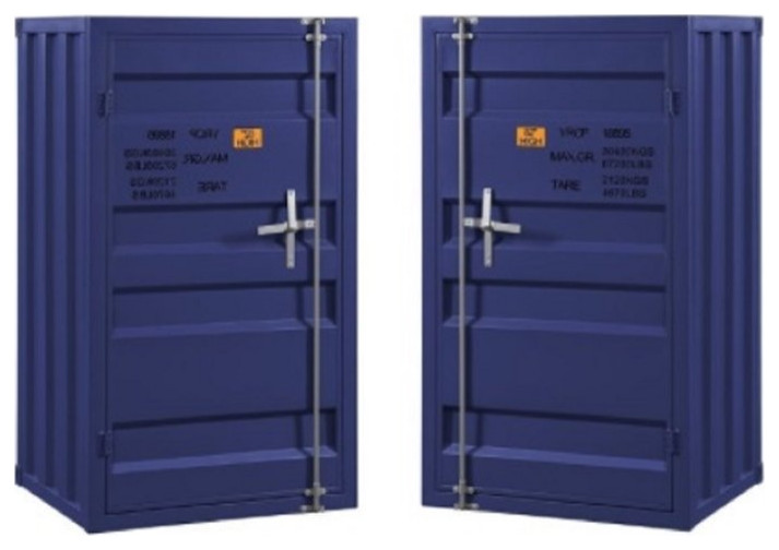 Home Square 2 Piece Contemporary Metal Cargo Chest Set with Door in ...