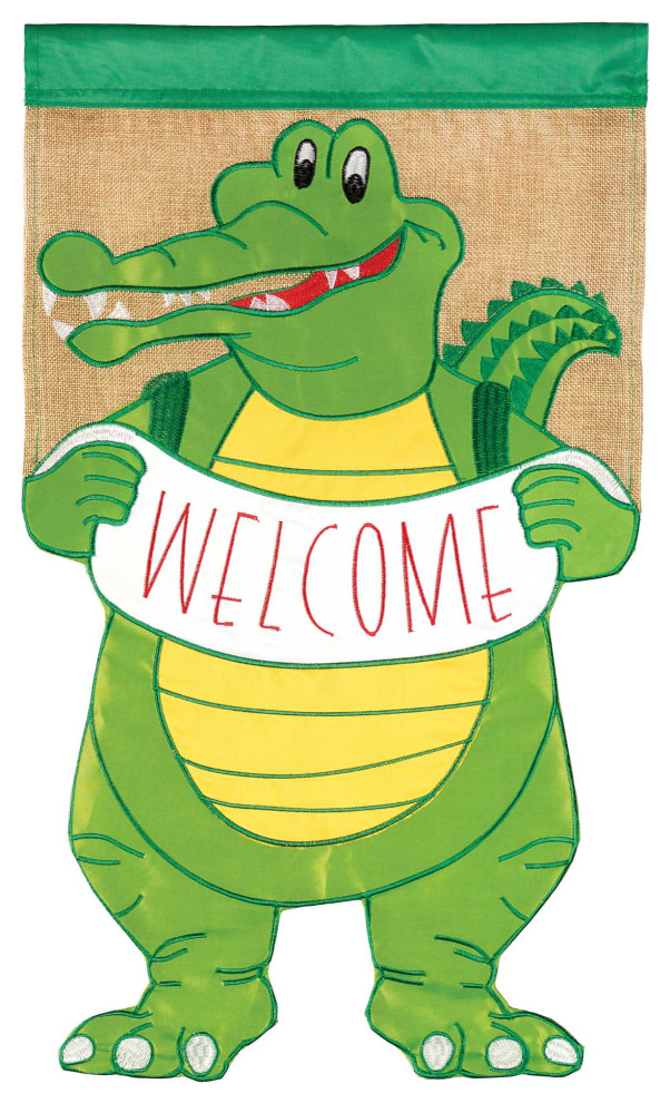Alligator Welcome Flag, Garden - Traditional - Flags And Flagpoles - by ...