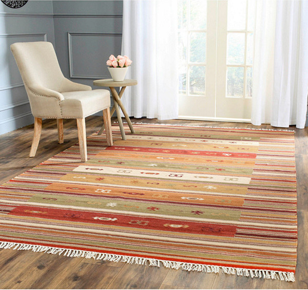 Safavieh Navajo Kilim Nvk178A Striped Rug, Burgundy/Multi, 6'x9 ...