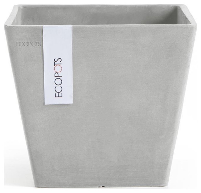 Ecopots Rotterdam Indoor/Outdoor Square Flower Pot Planter, White Grey ...