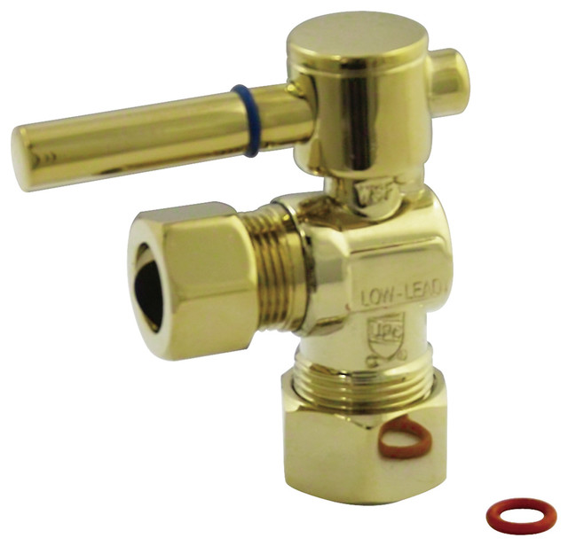 5/8" O.D. Compression, 1/2" O.D. Compression Angle Valve,Polished Brass ...
