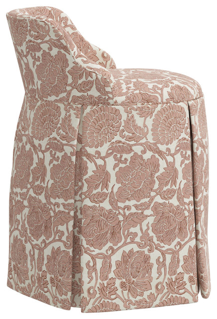 Skirted Vanity Chair, Japanais Dusty Pink, One Size - Traditional ...