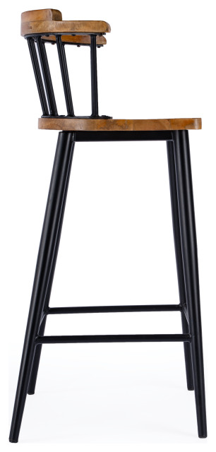 Merrick Wood and Iron Spindle Bar Stool - Midcentury - Bar Stools And ...